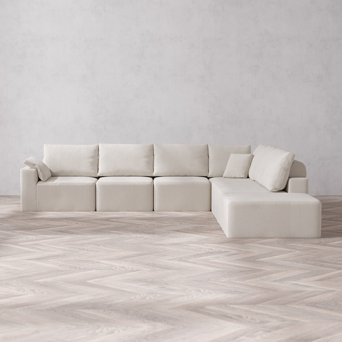 Modular Washable 7-Seater Open End Corner Sectional Cloud + Bolster So ...