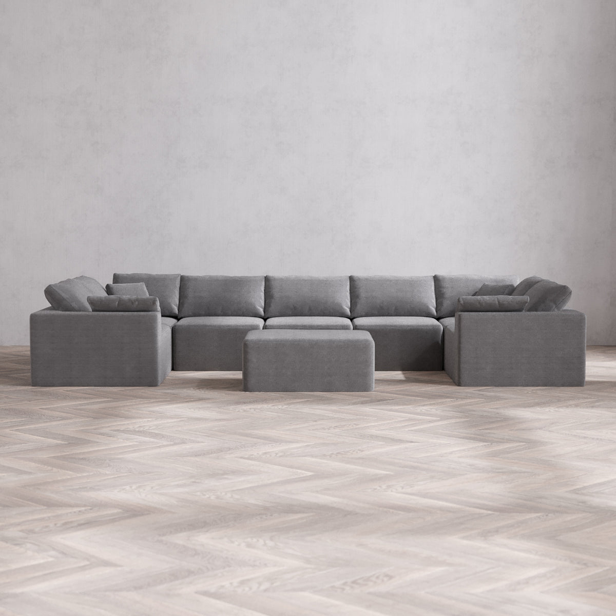 Modular Washable 7-Seater U Sectional + Chaise Ottoman Cloud Sofa | Lu ...