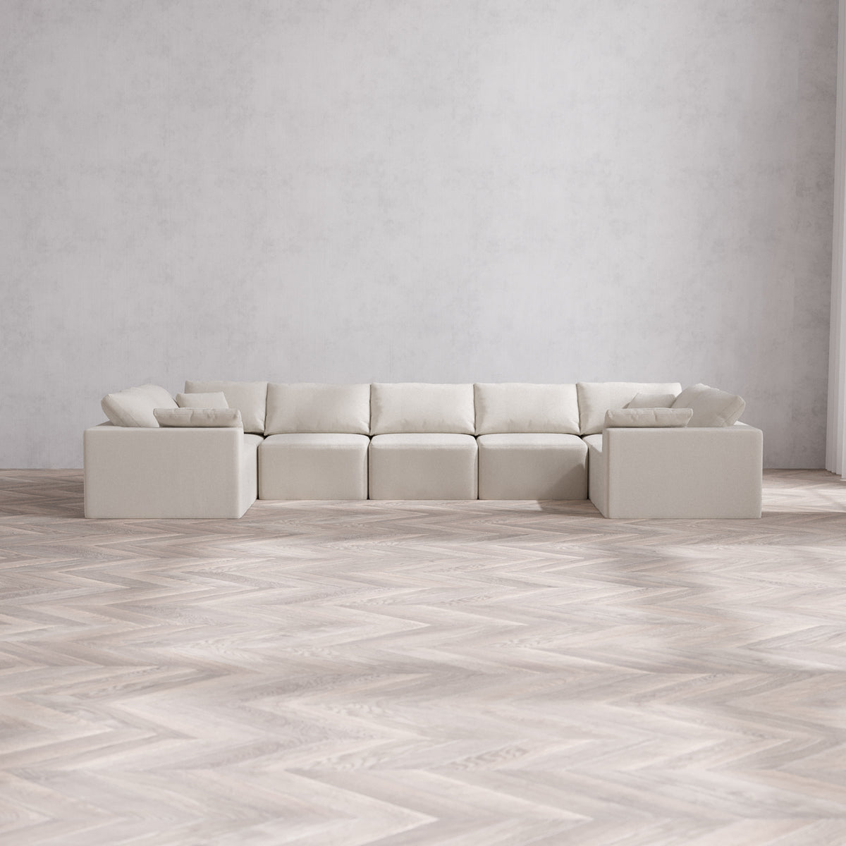Slipcover Only - Modular Washable 7-Seater U Sectional Cloud Sofa in P ...