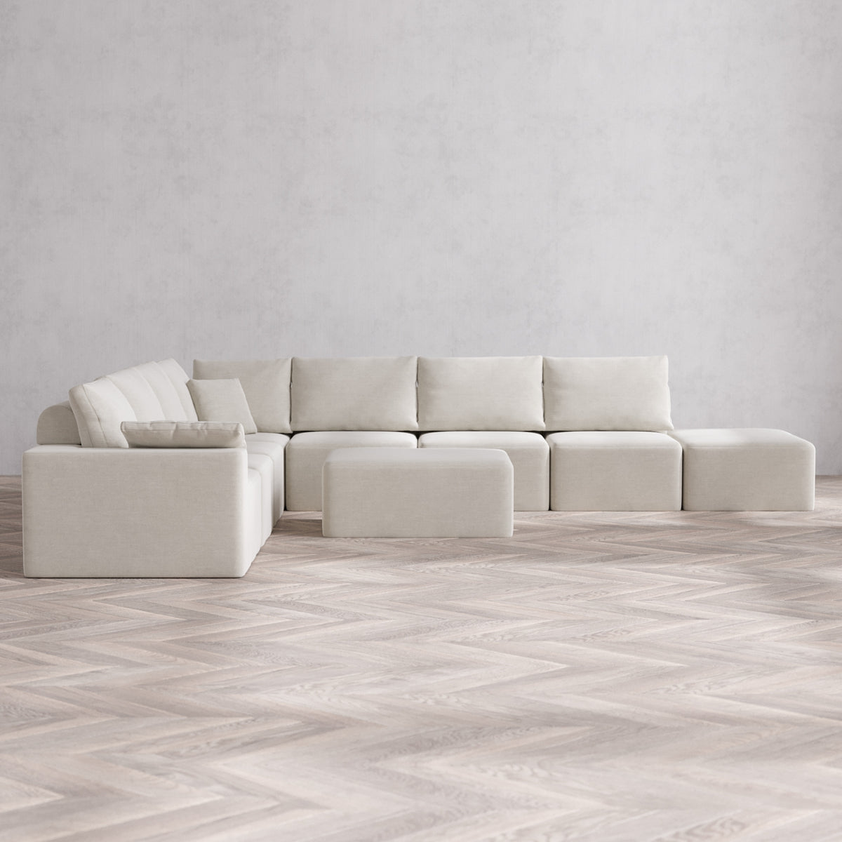 Slipcover Only - Modular Washable 8-Seater Open End Corner Sectional ...