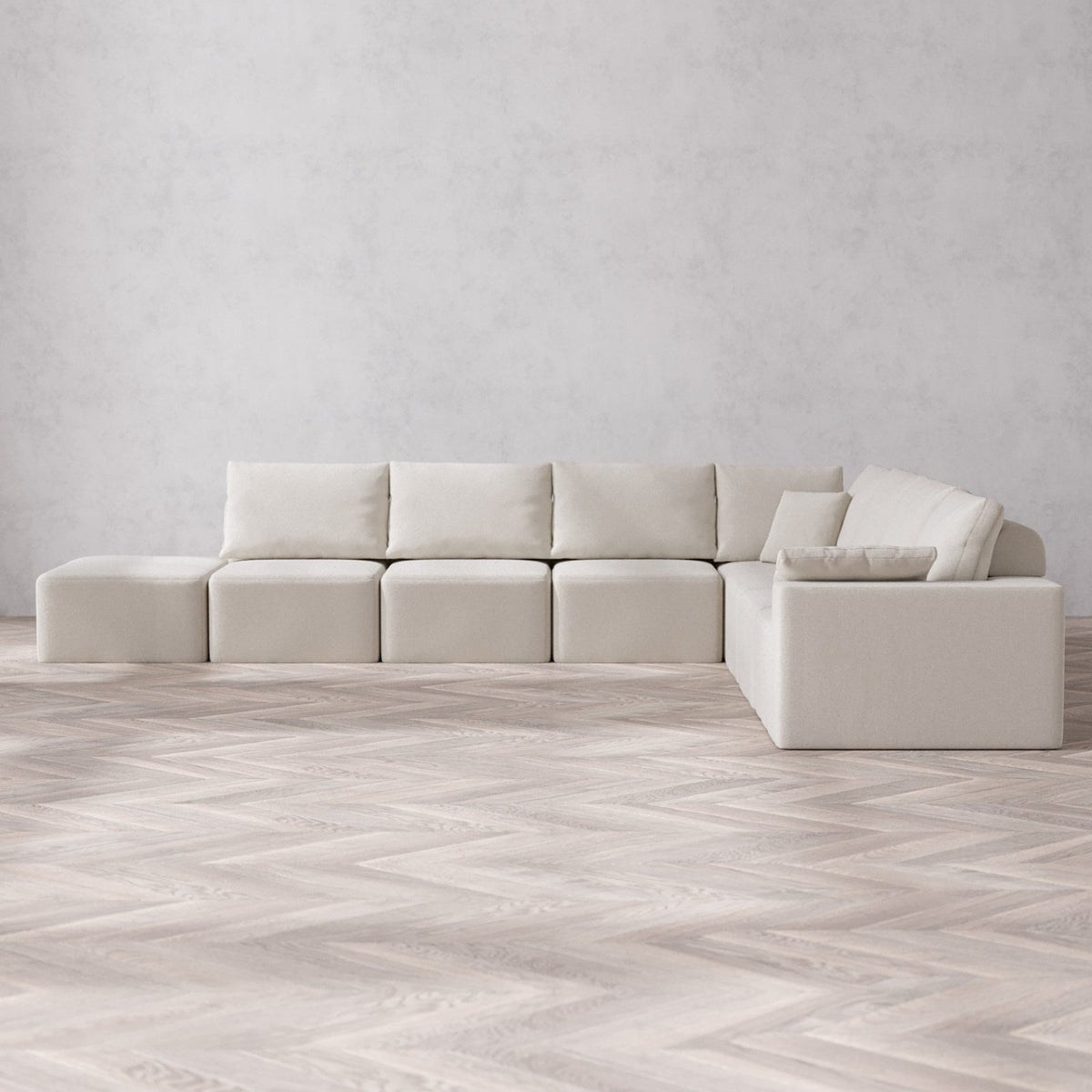 Modular Washable 8-Seater Open End Corner Sectional Cloud + Bolster So ...