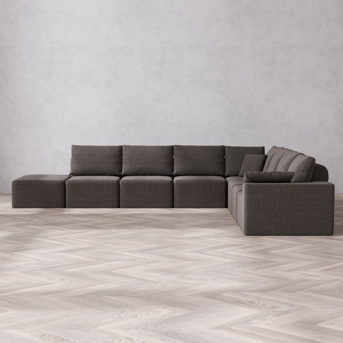 Modular Washable 8-Seater Open End Corner Sectional Cloud + Bolster So ...