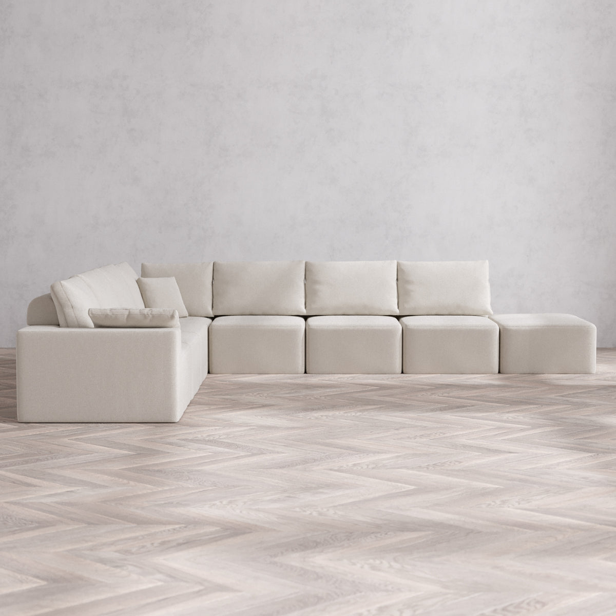 Modular Washable 8-Seater Open End Corner Sectional Cloud + Bolster So ...