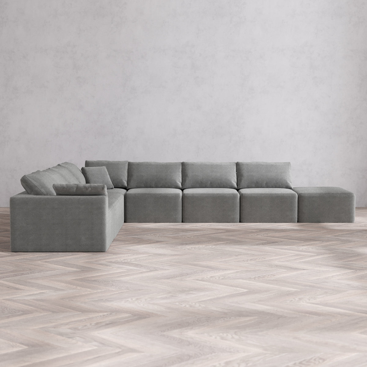 Modular Washable 8-Seater Open End Corner Sectional Cloud Sofa | Left ...