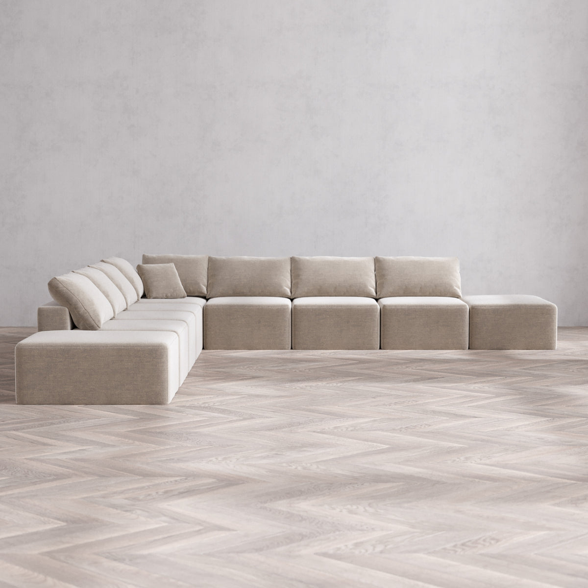 Modular Washable 9-Seater Open-Ends Corner Sectional Cloud Sofa | Sati ...