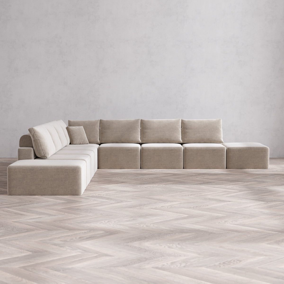 Modular Washable 9-Seater Open-Ends Corner Sectional Cloud + Bolster S ...