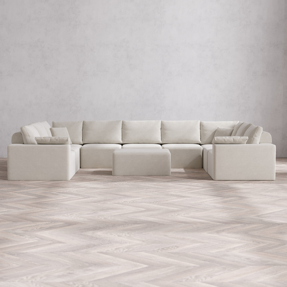 Modular Washable 9-Seater U Sectional + Chaise Ottoman Cloud + Bolster ...