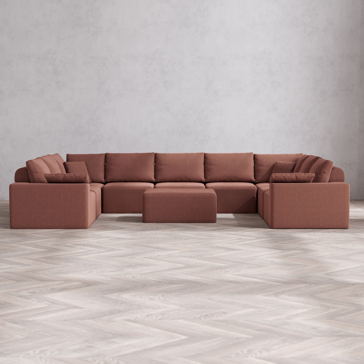 Modular Washable 9-Seater U Sectional + Chaise Ottoman Cloud + Bolster ...