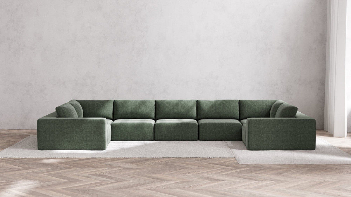 Modular 7-Seater U Sectional | Heirloom Velvet in Sage – Diorama